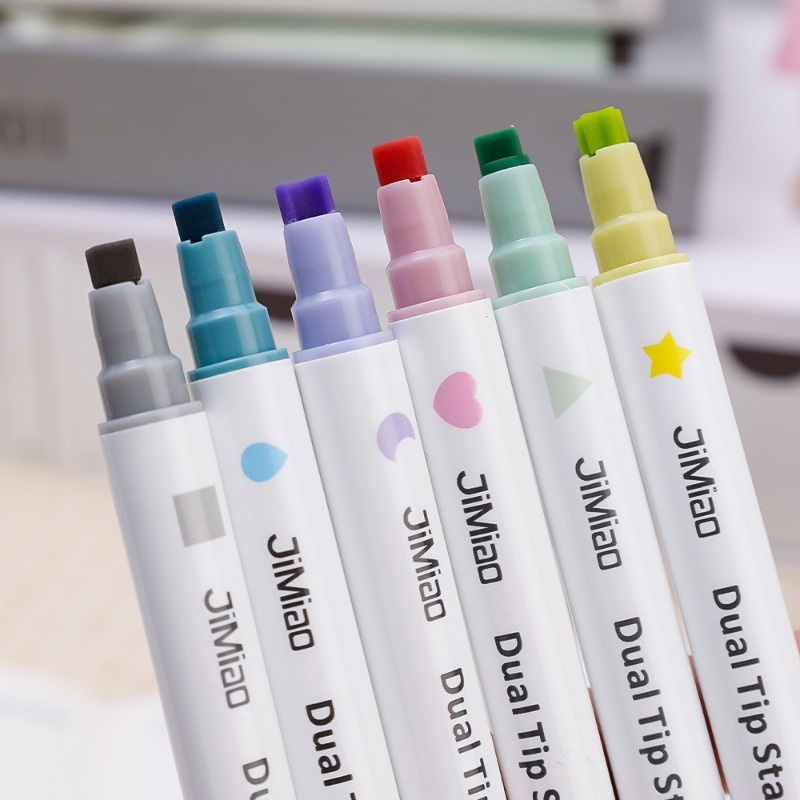 Student Scrapbook Diary Art Drawing Marker Pen / 6 Color Stamps Double ...