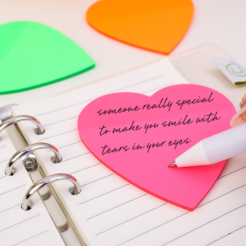 20-80 Sheets/Book Transparent Fluorescent PET Heart Sticky Notes ...