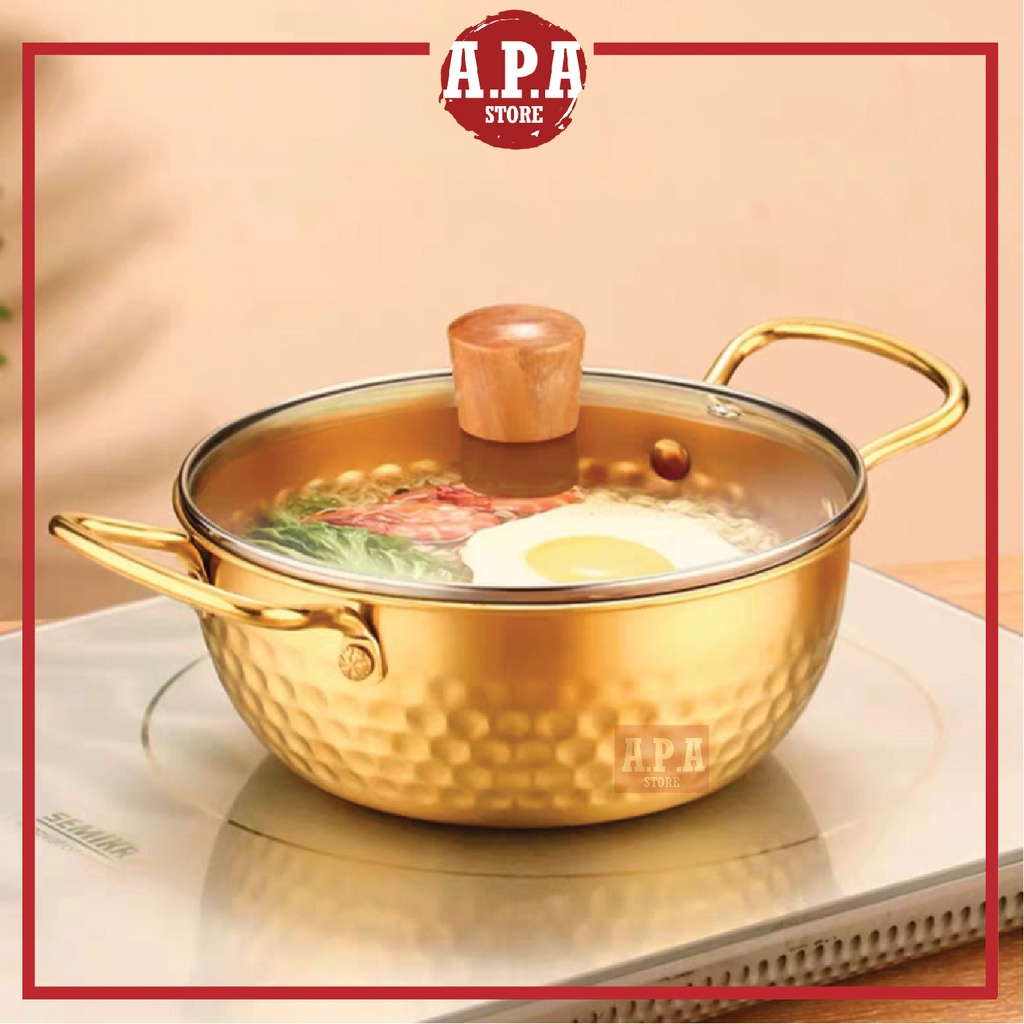 APA Korean Style Pot Stainless Steel Gold Silver Korea Ramen Noodle ...