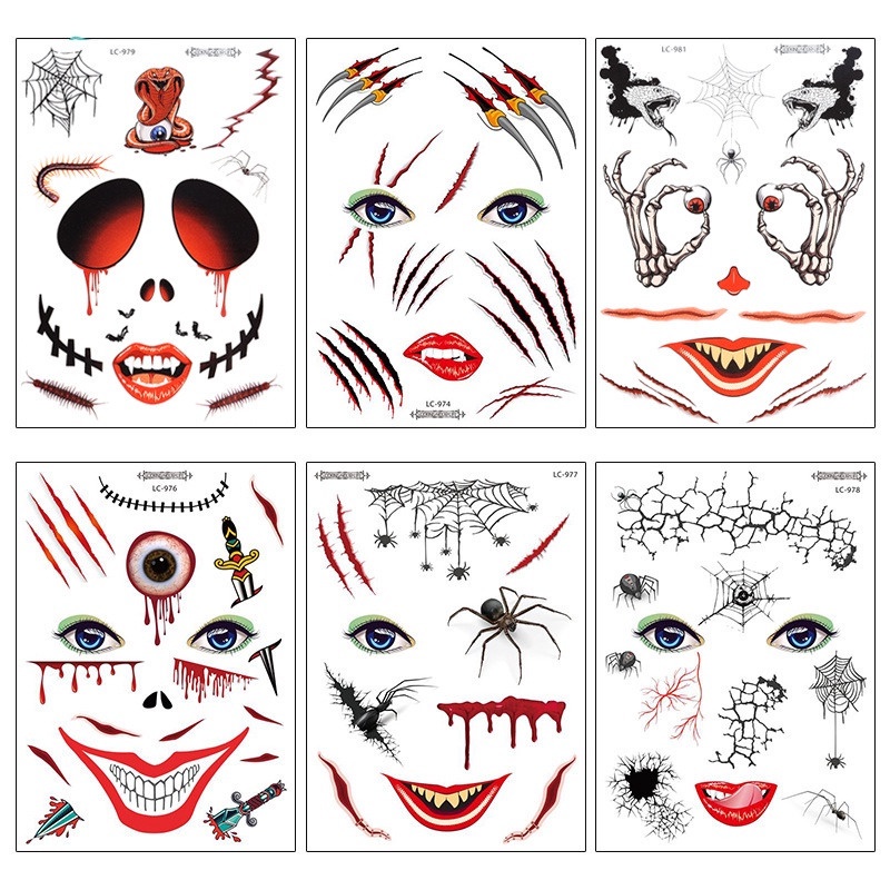 Halloween Spider Scar Special Effect Tattoo Stickers / Facial Patch For ...