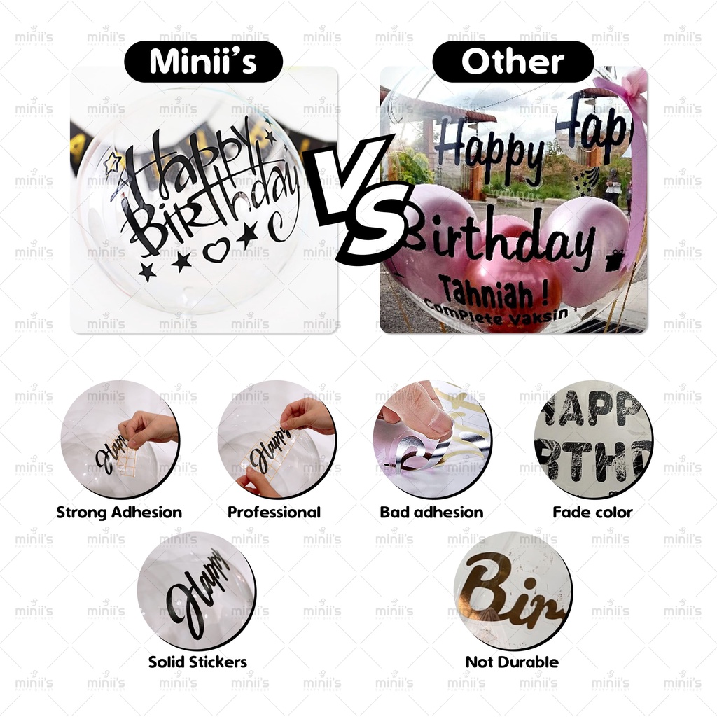 MINIIS PARTY Happy Birthday Sticker Bobo Balloon Bobo Sticker Belon ...