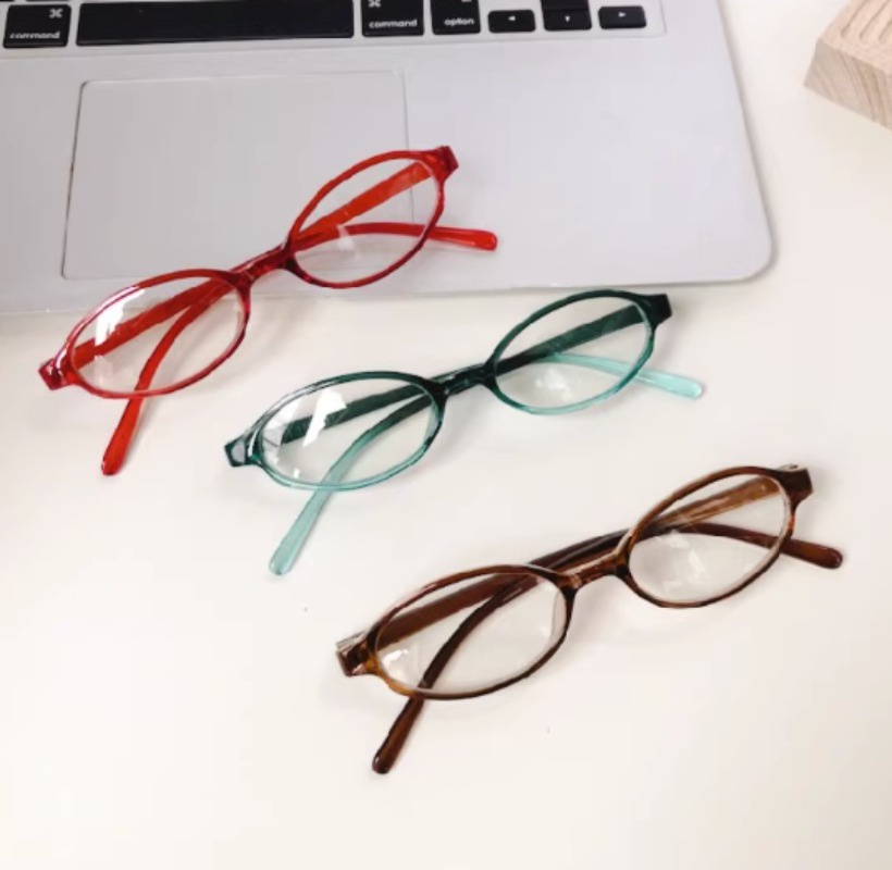 Roselife Japanese Retro Transparent Lens Brown Narrow Oval Eyeglasses ...