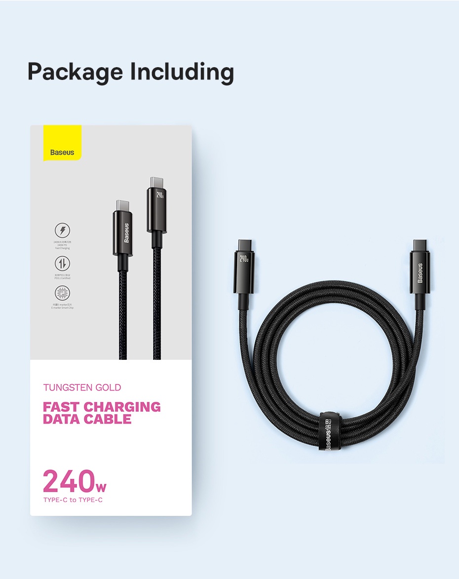 Baseus 240W USB Type C Cable for iPhone 15 PD3.1 Supercharge for Realme ...