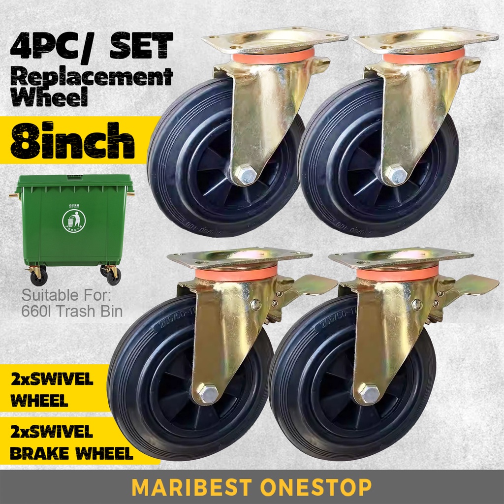 8 Inch Replacement Wheel 660l Dustbin Rubbish Bin Wheel Caster Roda ...