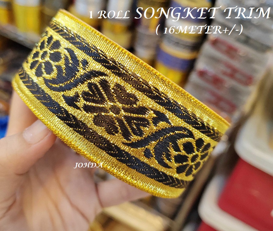 (roll) Jacquard Border Lace Songket Lace #1002 ( 16meter) | Shopee Malaysia