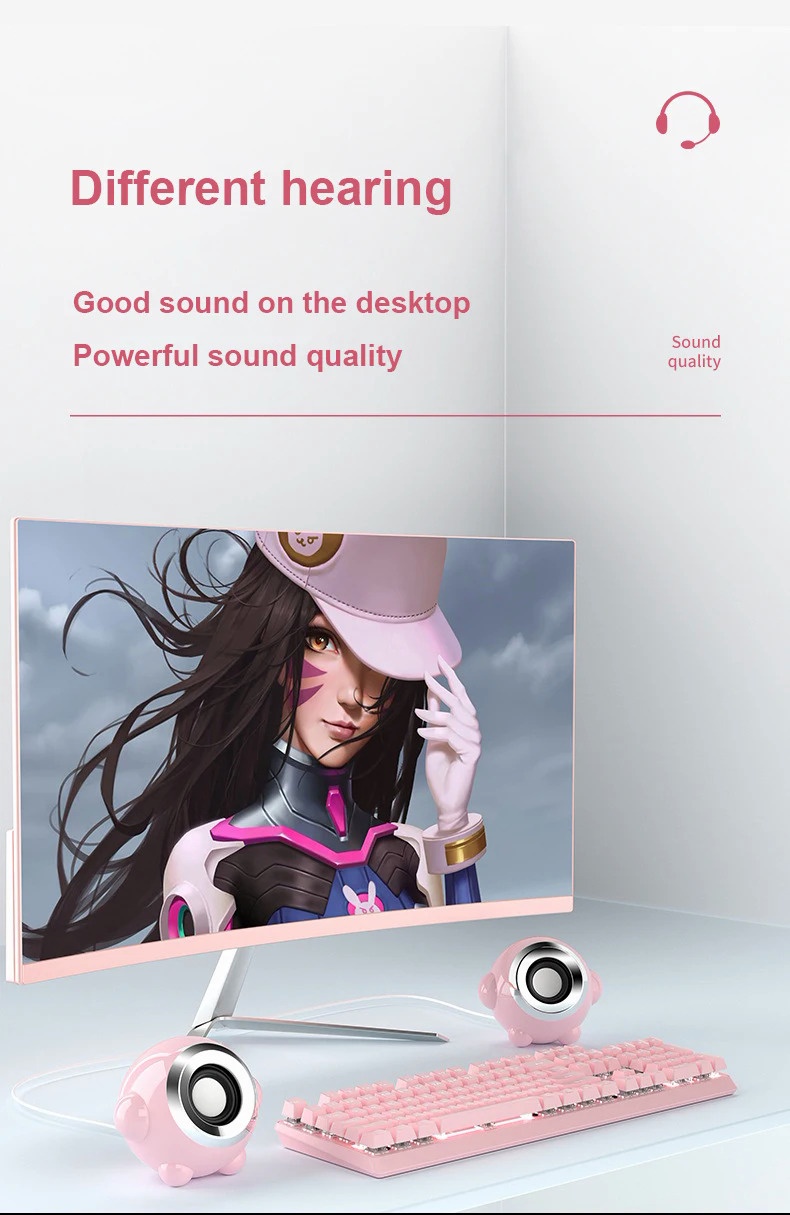 Pink Computer Speakers For PC Laptop Speakers USB 3.5mm Wired Music ...