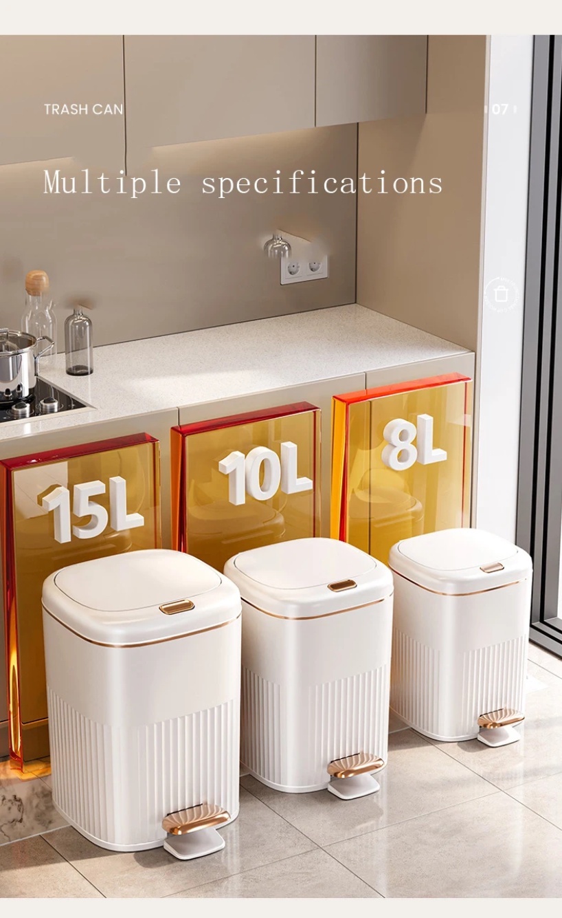 🏠 8L-15L Light Luxury Trash Can with Pedal Lid Nordic Style Large ...