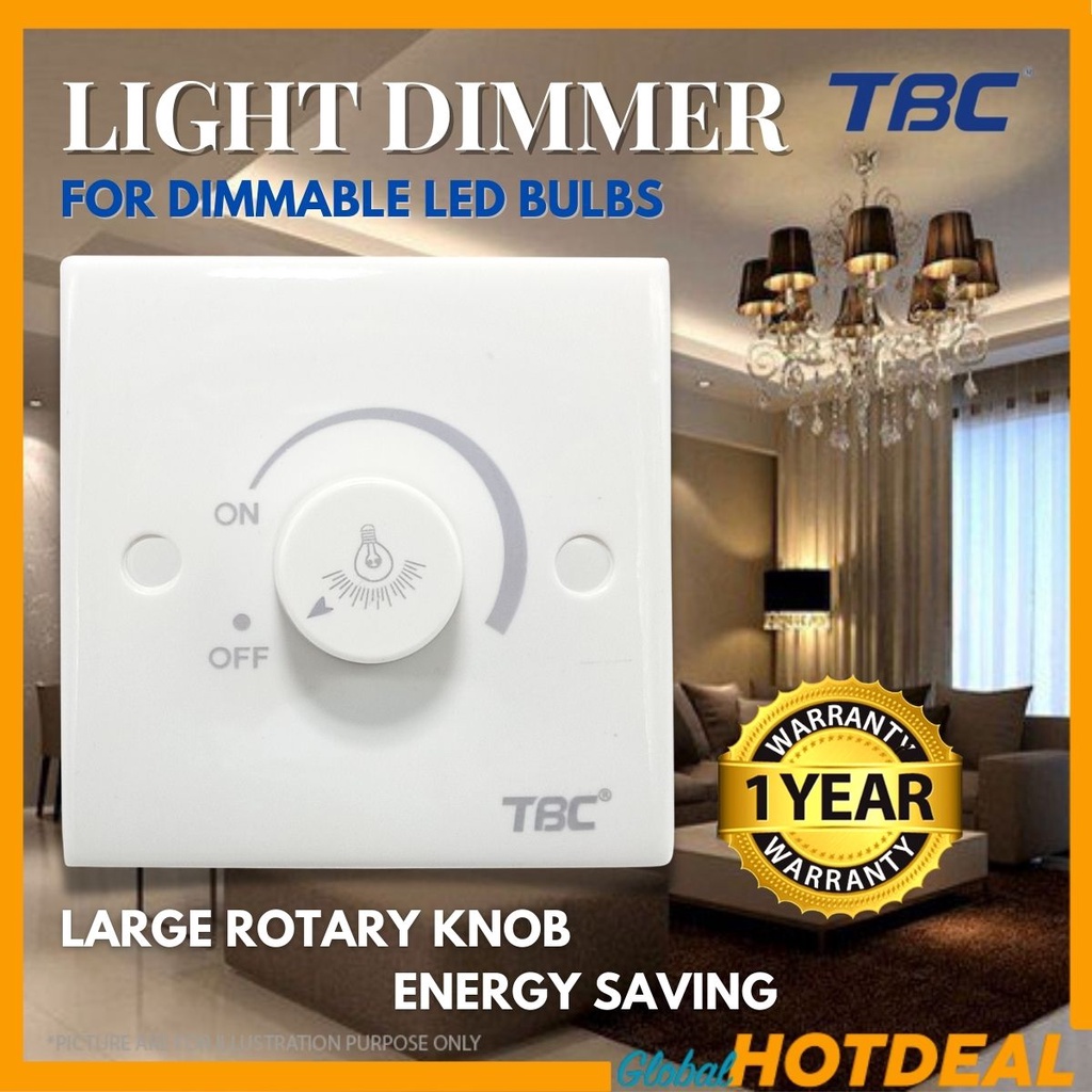 TBC 630W Light Dimmer Switch 250V Suitable for Incandescent Dimmable ...