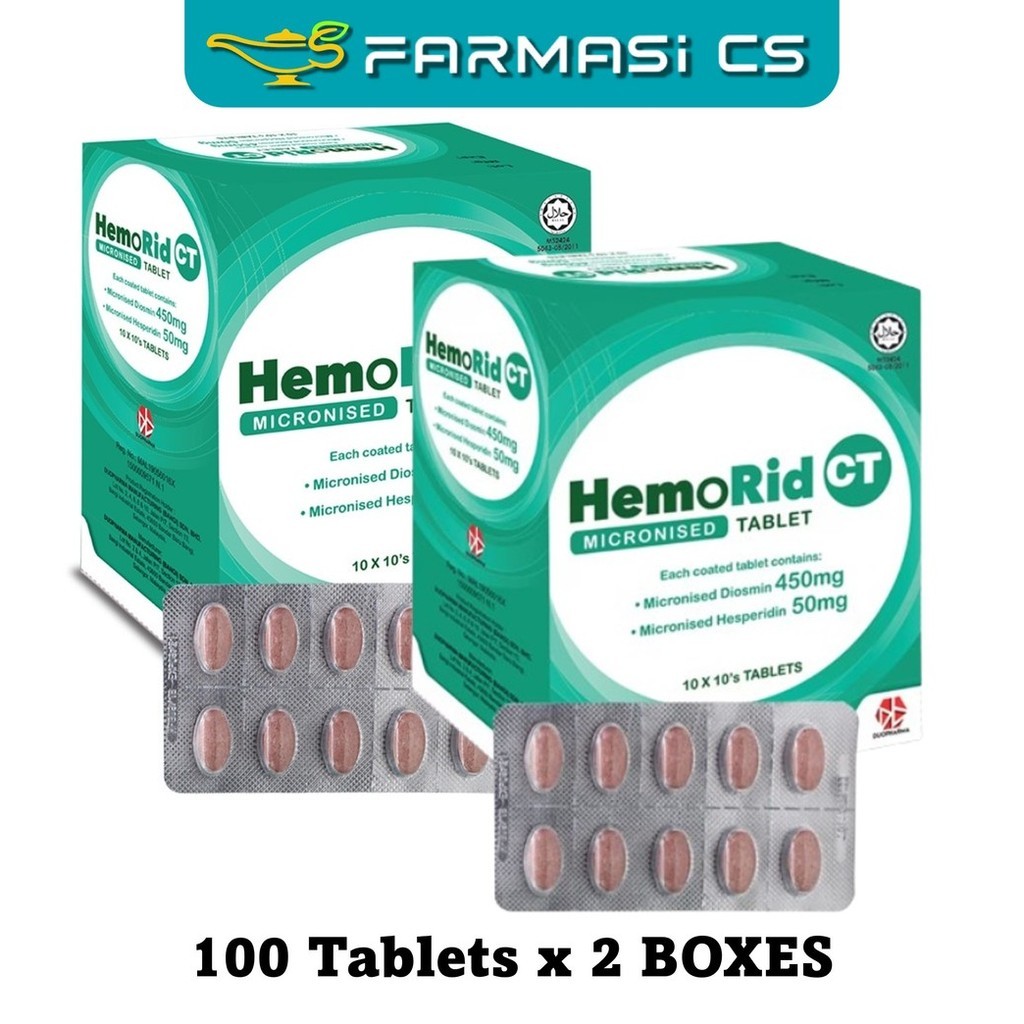 HemoRid CT Micronised Tablet 100 Tablets x 2 boxes (TWIN) EXP:12/2027 ...