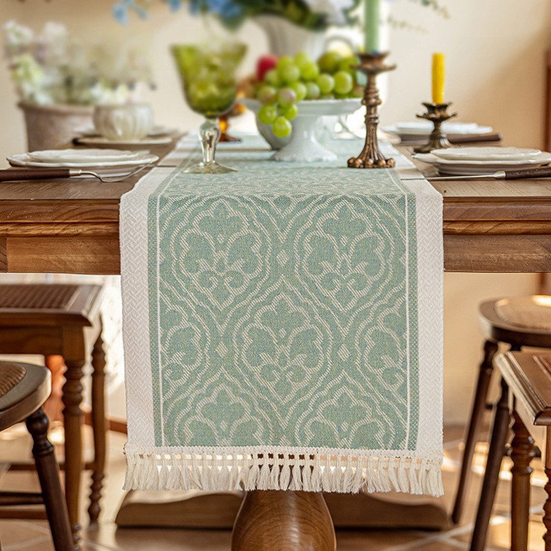 Retro Colorful Table Runners White Tassel Long Tablecloth Fashionable ...