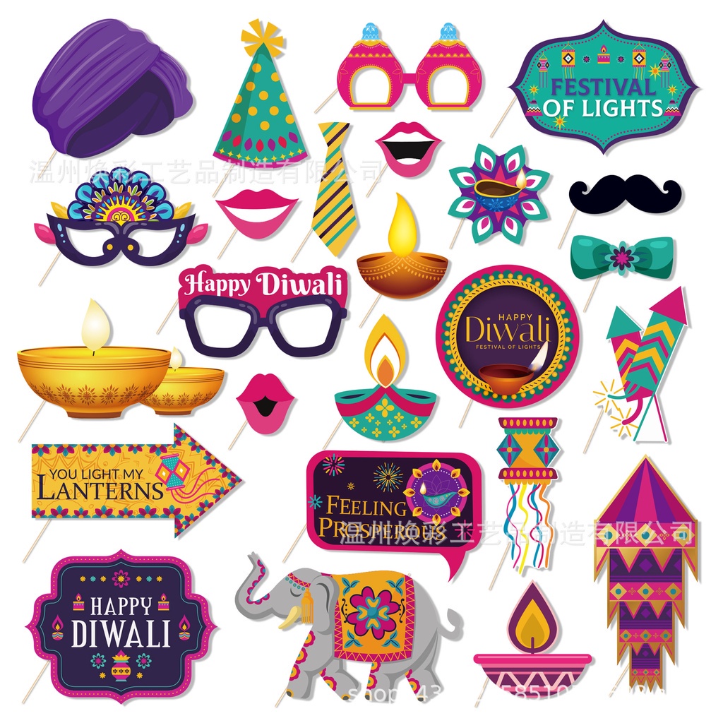Hot Sale Deepavali Decorations - Happy Diwali Photo Booth Props 25 ...
