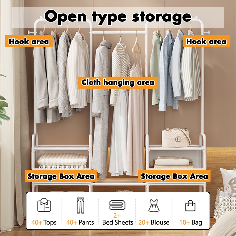 Innohut Clothes Hanging Rack Rak Baju Storage Rack Wardrobe Cabinet ...