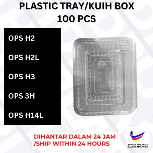 50 Pcs/100 Pcs Plastic Tray BX OPS H2 H2L H3 3H H14L Lunch Box Kuih Box ...