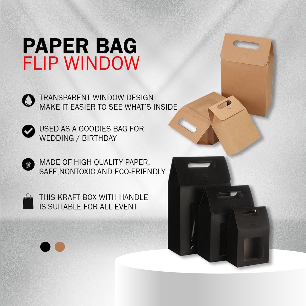 Flip Window Paper Craft Gift Box Flap Bag Window Paper Bag Paper Gift ...
