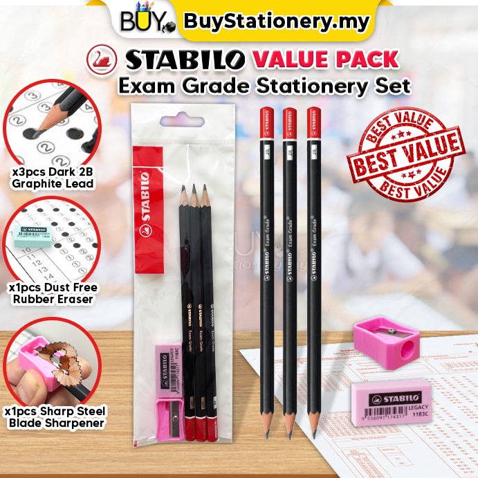 Stabilo Exam Gred Value Pack 2B Pencil Stationary Set -(SET) Alat Tulis ...