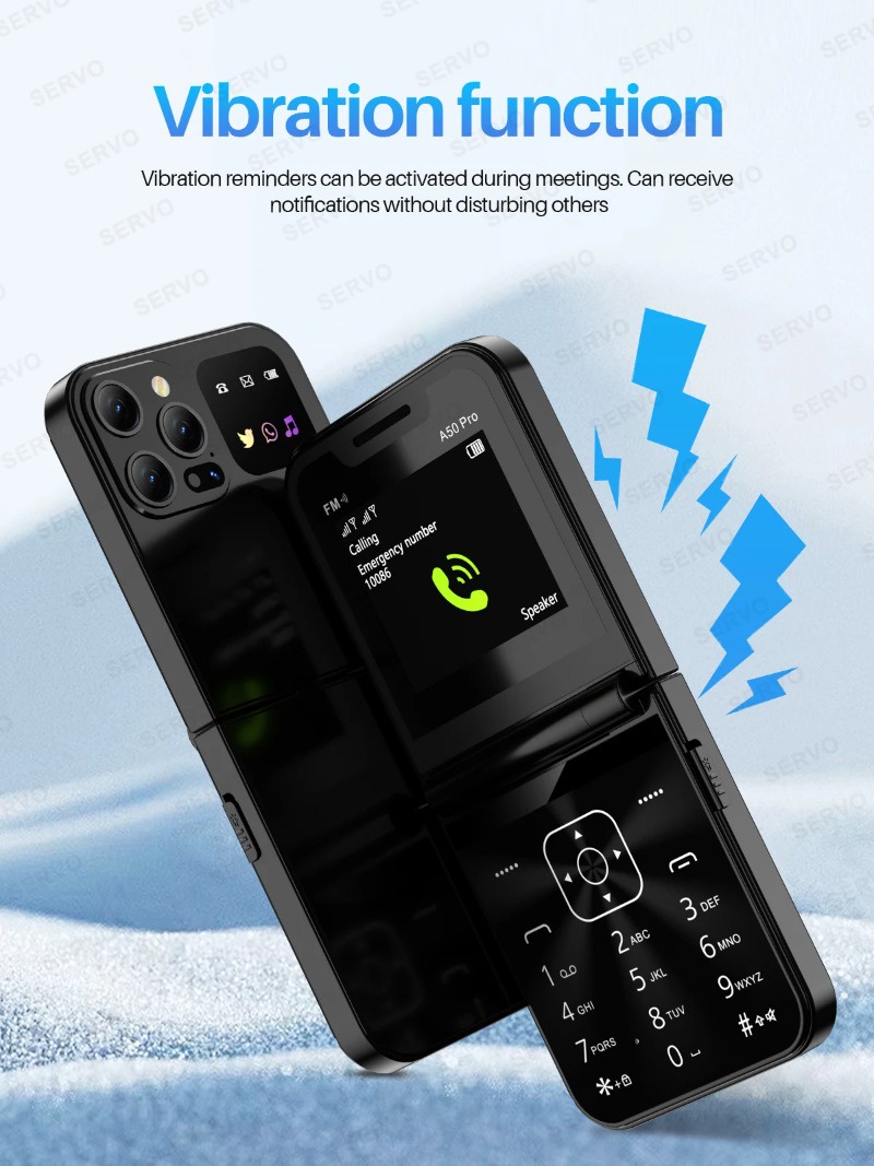 SERVO A50 Pro Flip Phone Dual SIM Card GSM Electric Torch Automatic ...
