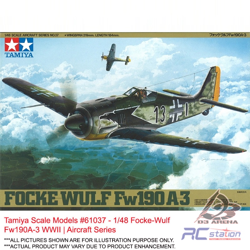 Tamiya Scale Models #61037 - 1/48 Focke-Wulf Fw190A-3 WWII | Aircraft ...