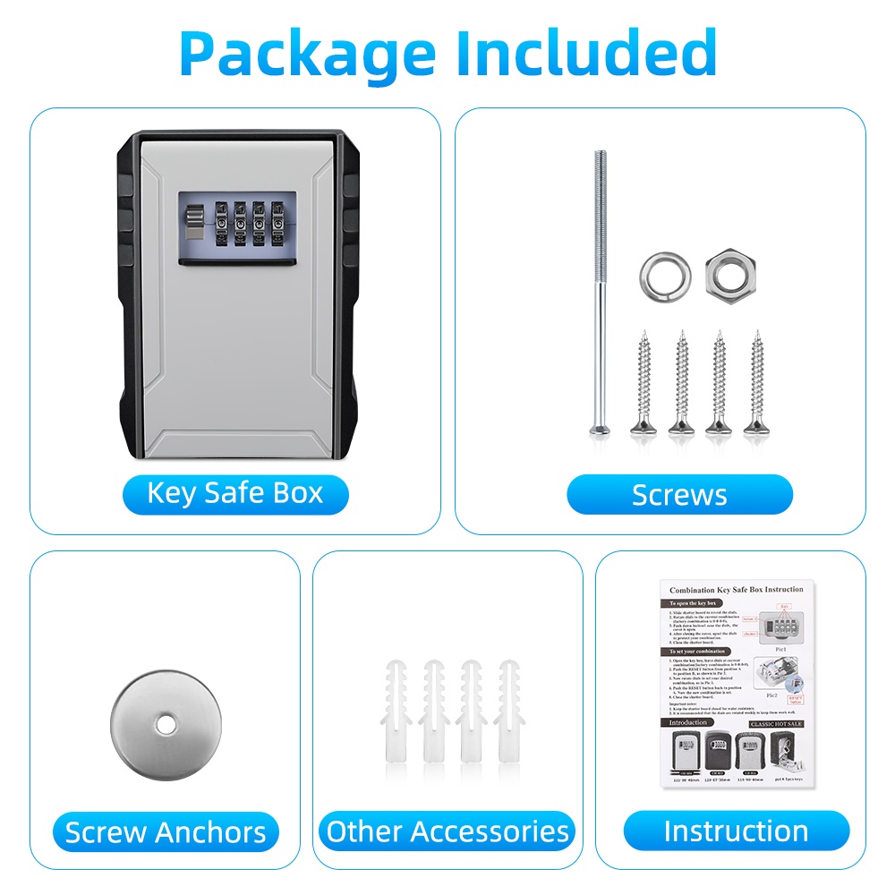 Padlock Key Box Storage Password Metal Quality Anti-Theft Lock Outdoor ...