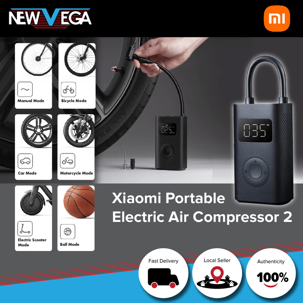 Xiaomi Portable Electric Air Compressor 2 Air Pump Tire Inflator Car ...