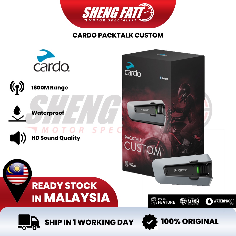 CARDO Packtalk Custom Single Intercom Communication System Single ...