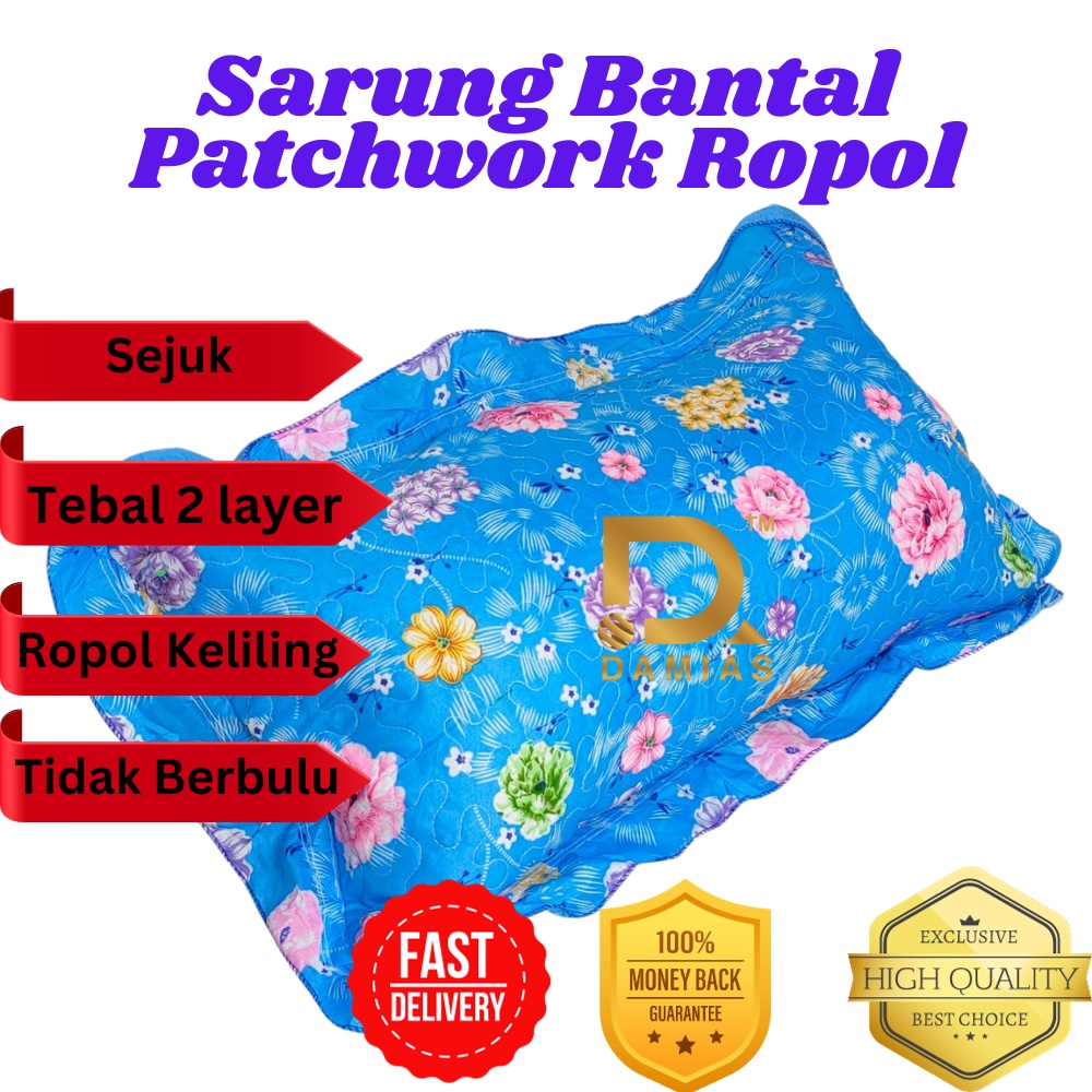 Sarung Bantal Patchwork 100 % Cotton Corak Bunga Ropol Keliling ...