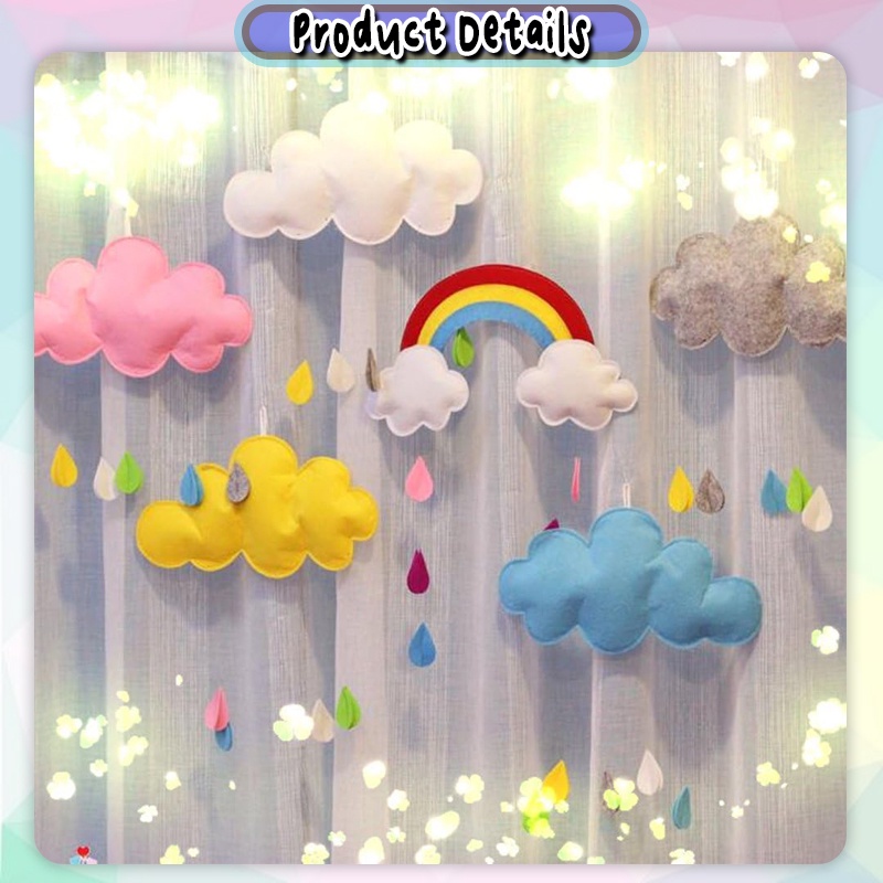 [Little B House] Kids Room Wall Tent Decor Clouds Raindrops Birthday ...