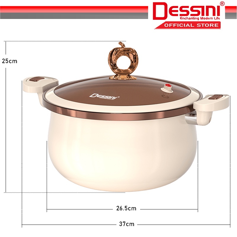 DESSINI ITALY 26CM Pressure Cooker Casserole Induction Non Stick Die ...