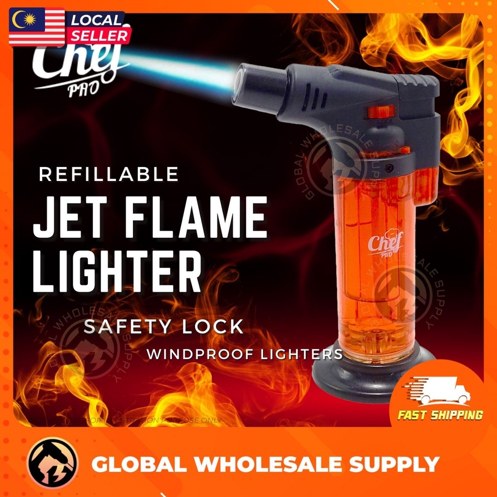 CHEF-PRO Refillable Lighter Jet Flame Gas Lighter Pemetik Api Lighter ...