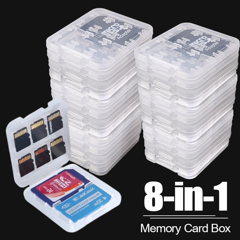 8 in 1 Micro SD Memory Card Storage Box / Travel Portable Anti-shock ...