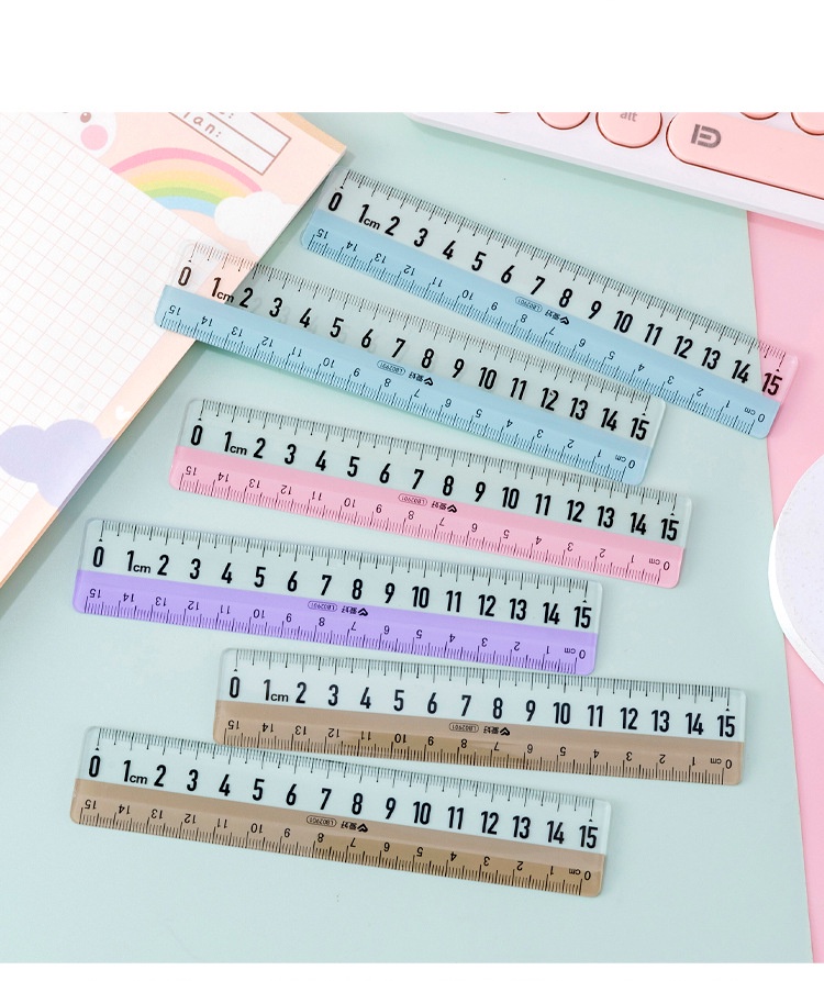 M&P Transparent Transparent Ruler 15cm Primary School Student Ruler ...