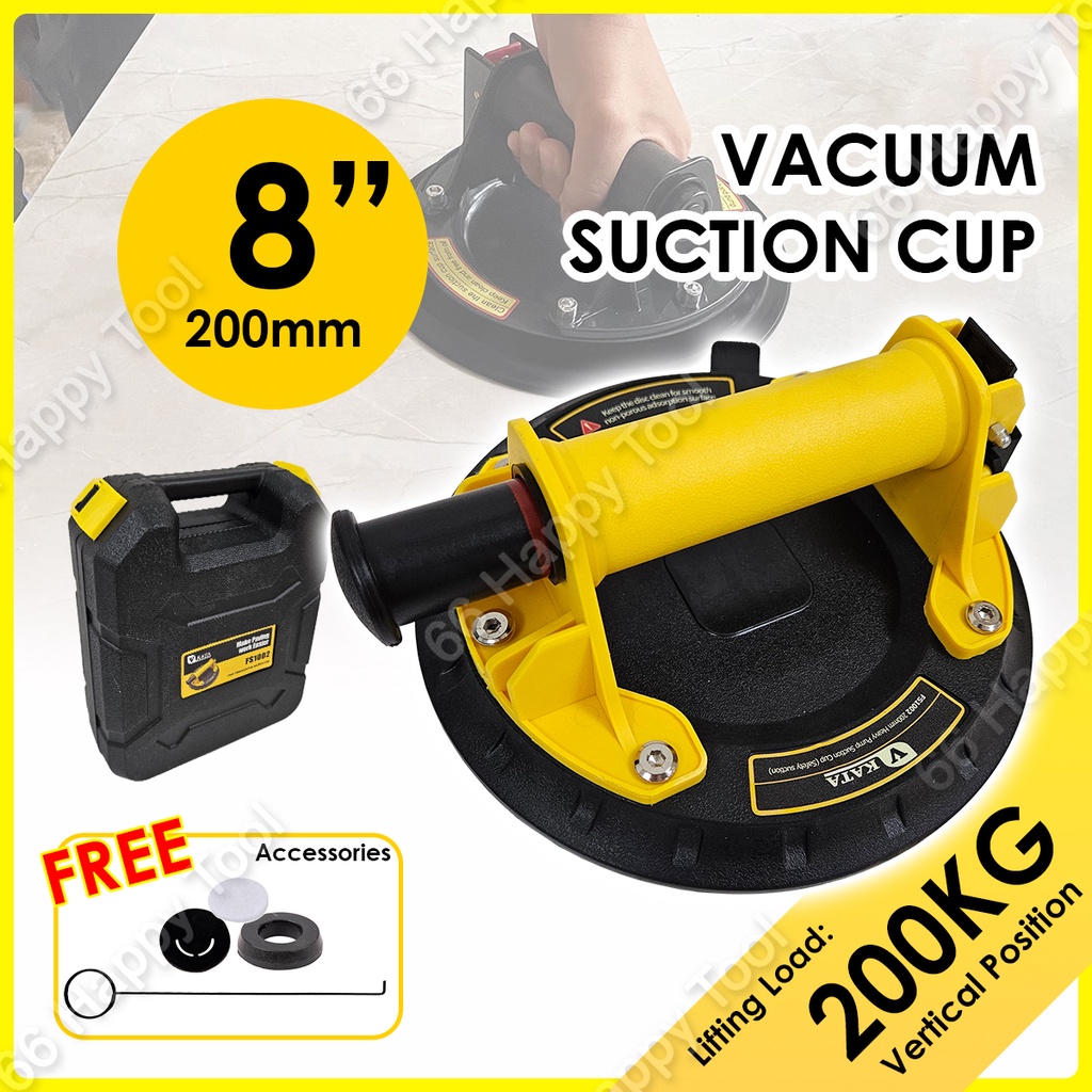 8 Inch 8" Vacuum Suction Cup Industrial Single Plate 200kg Tile Glass Smooth Surface Air Pump ...