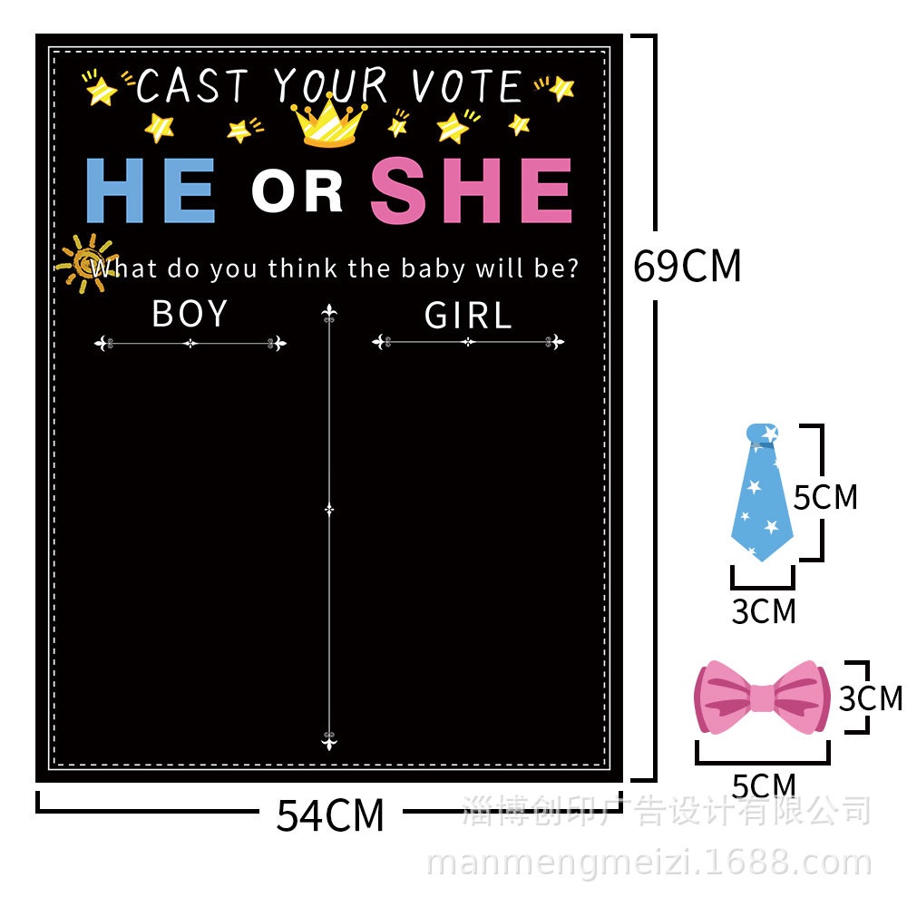 1 Set Gender Reveal Poster vote / Box vote He Or She Voting Poster ...