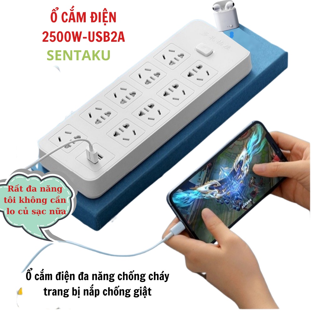 High-end Multi-Purpose Power Outlet 2500W - USB 2A Equipped with ...
