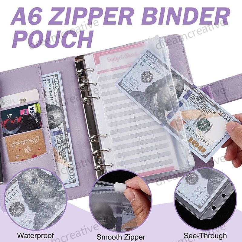 A6 Notebook Binder Budget Cash Planner Book Saving Money Organizer PU ...
