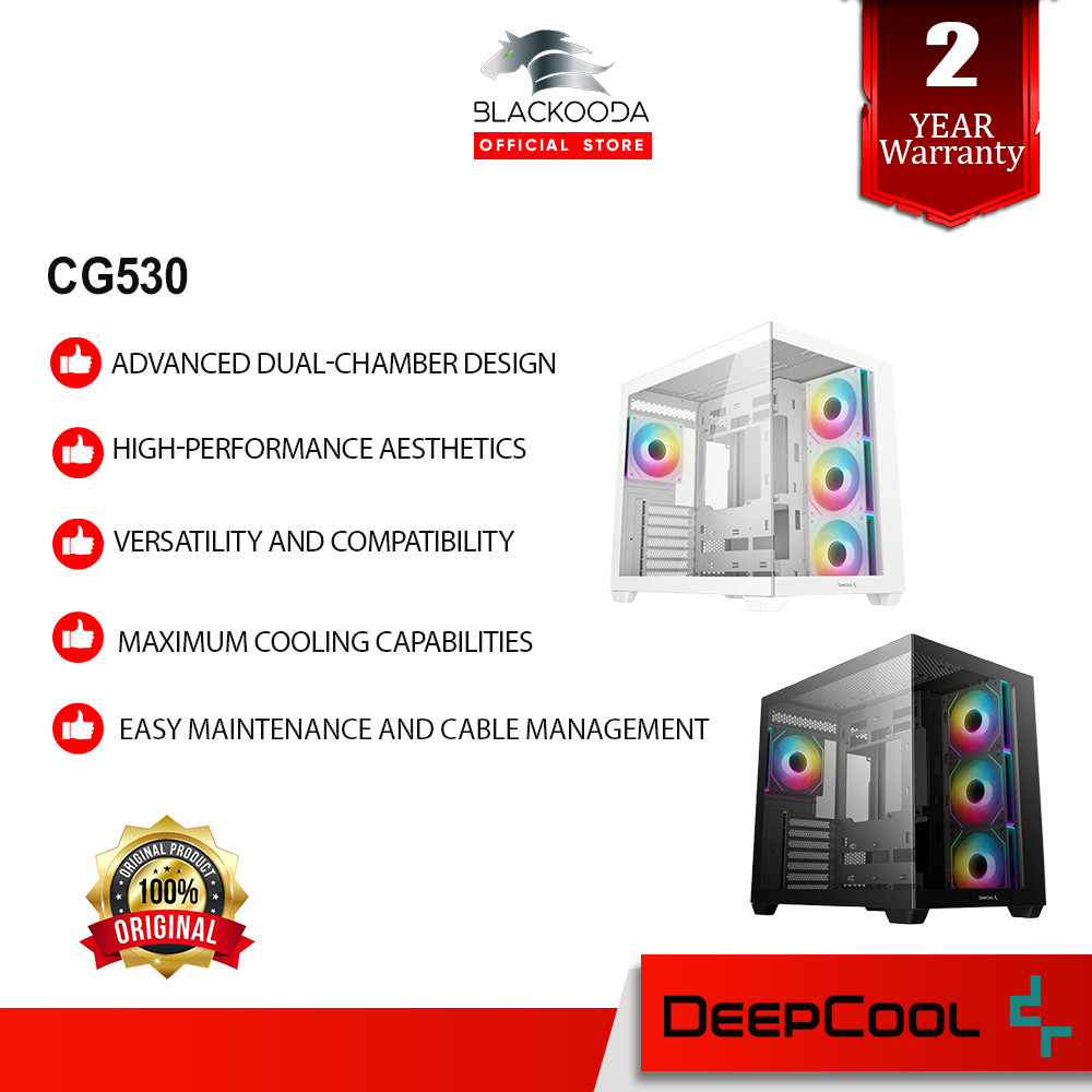 Deepcool CG530 ATX Case w/4 ARGB Fans - Black & White | Shopee Malaysia