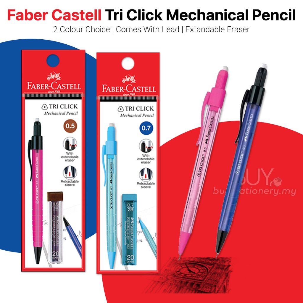 Faber Castell Tri Click Mechanical Pencil Free Lead Pensil Tekan ...