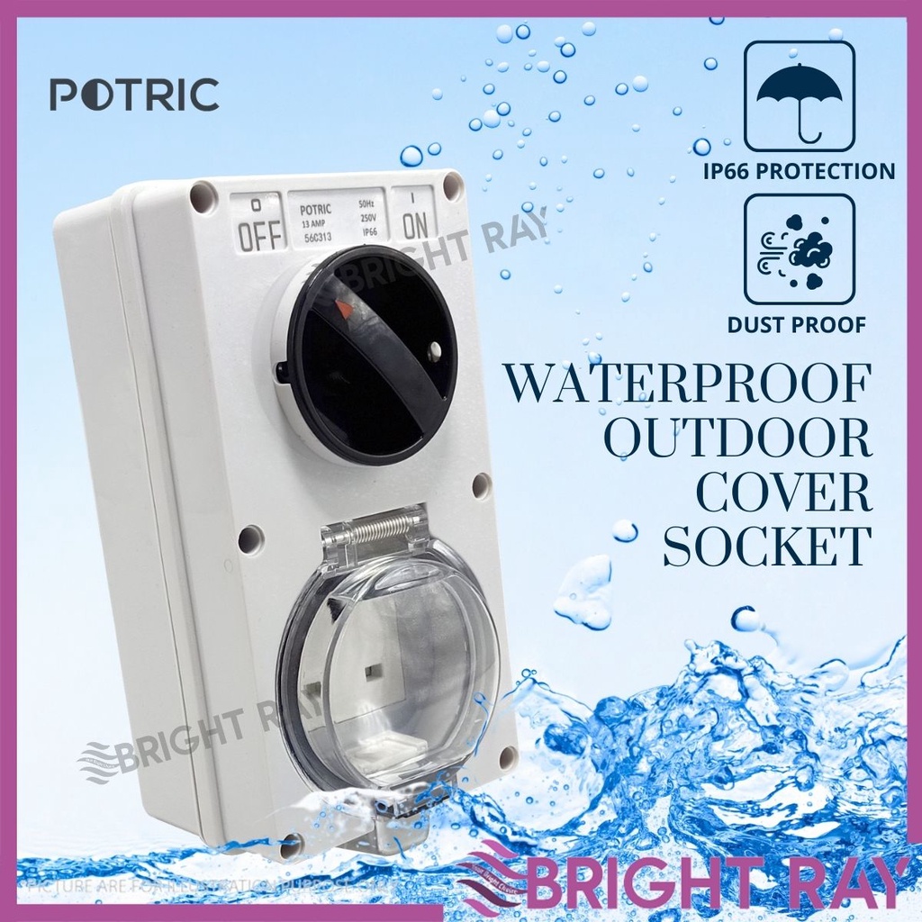 13A Surface Mounting 1 Gang IP66 Weatherproof Socket Combination ...