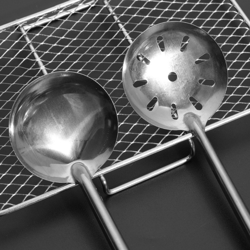 Useful Stainless Steel Soup Spoon Colander / Round Handle Six-points ...