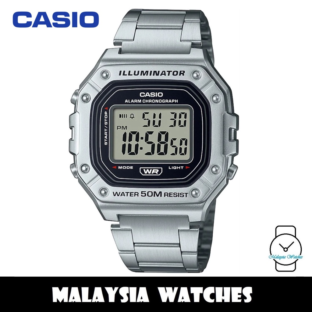 (100% Original) Casio W-218HD-1AV Quartz Digital Resin Case & Stainless Steel Strap Watch W218HD ...