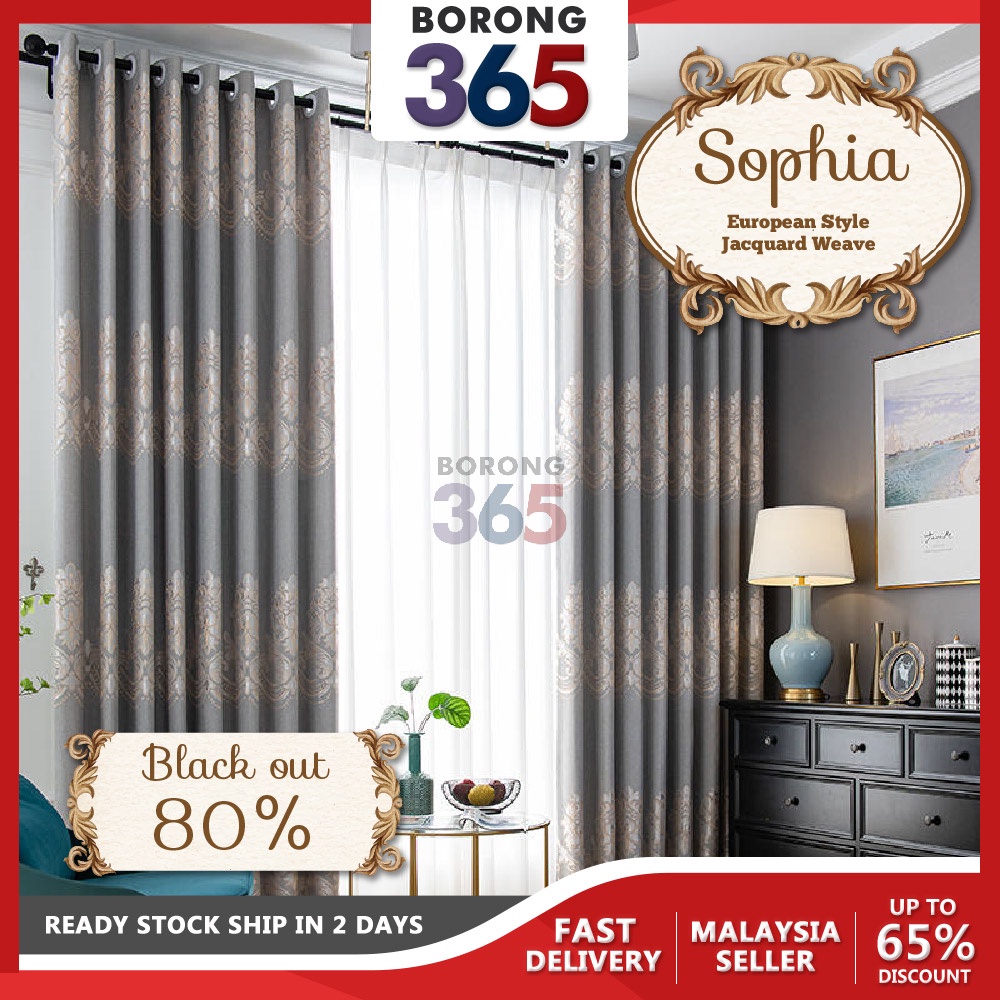 [1PC] Borong365 80% Blackout Sophia Design Curtain Langsir Tingkap ...