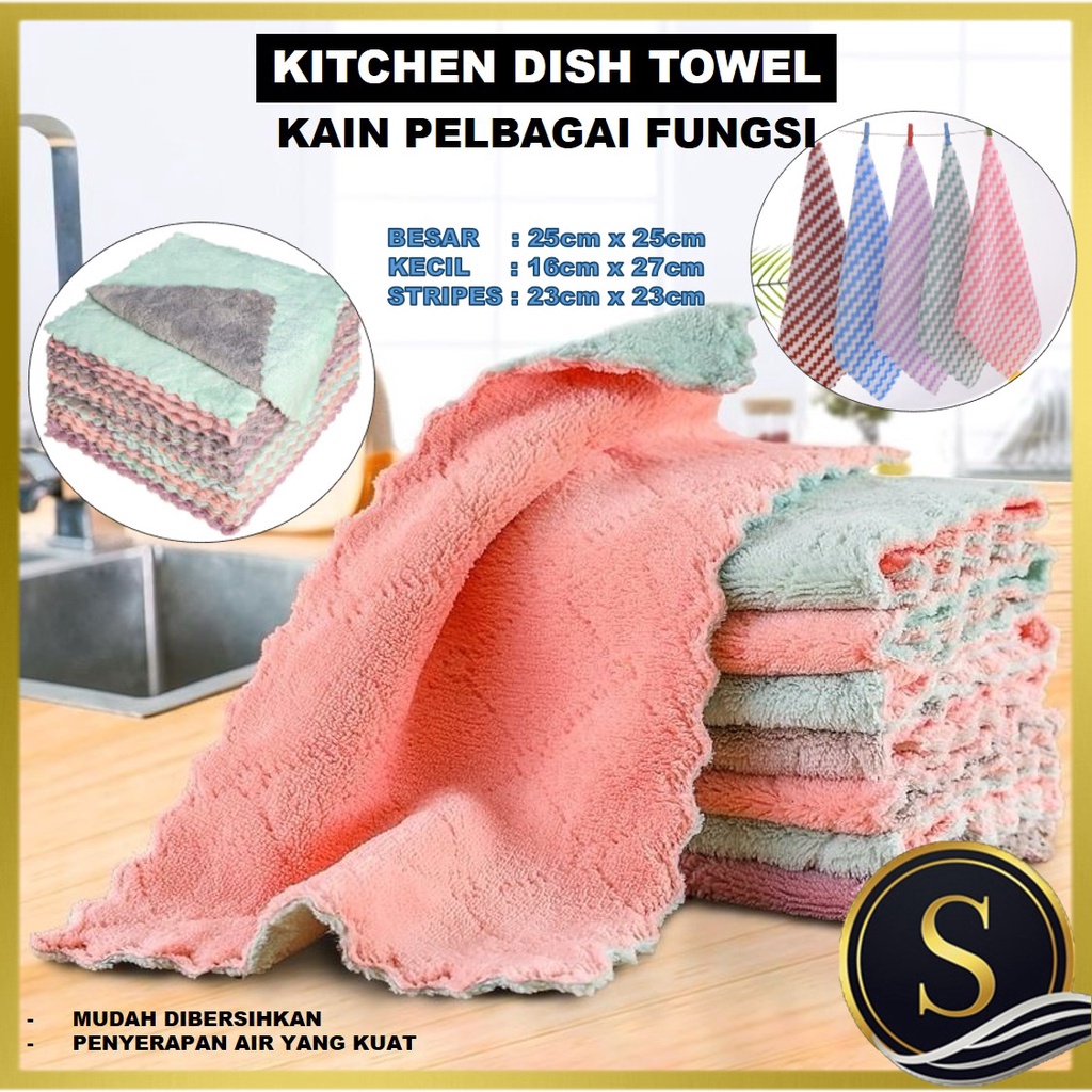 Kitchen Dish Towel Kain Dapur Rag Non-stick Oil Double-layer Dish ...