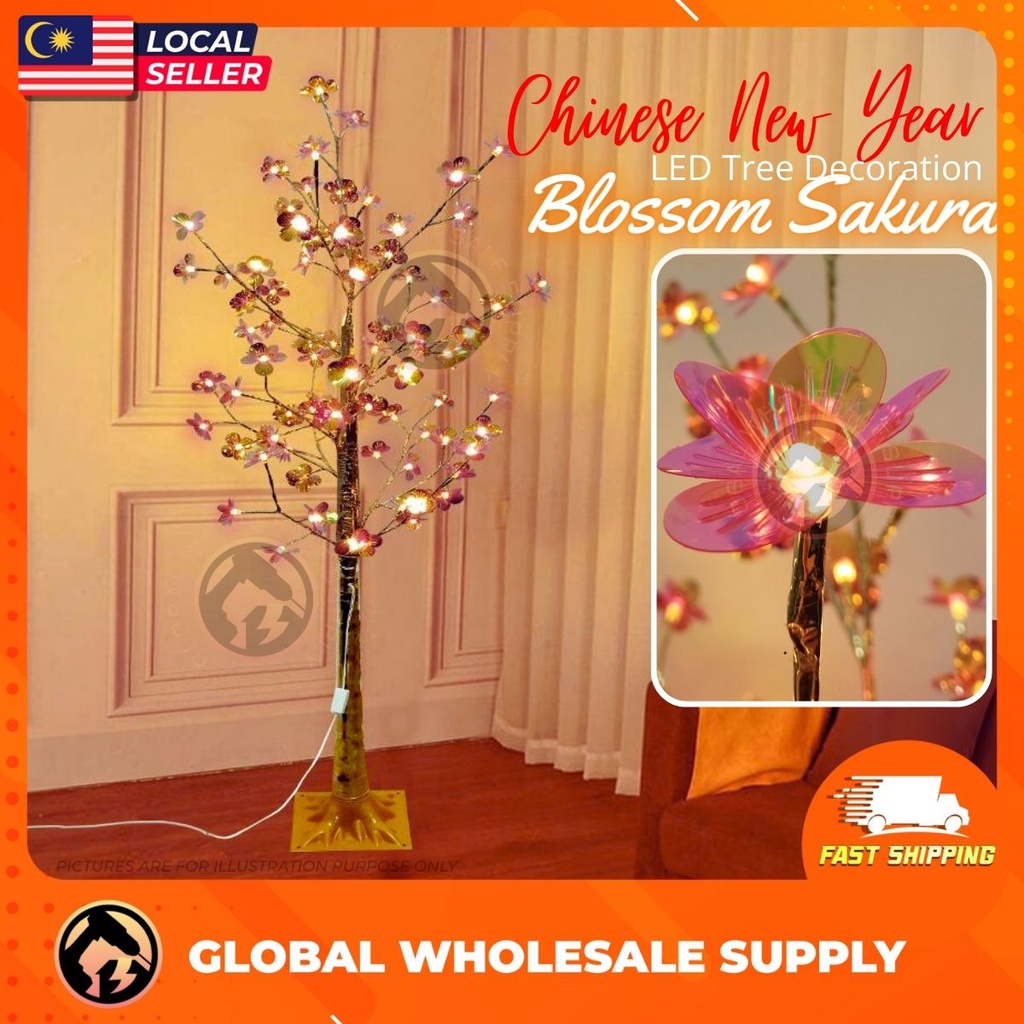 CNY 2025 1.5MTR Sakura LED Tree Lamp Cherry Blossom Tree Lamp Night ...