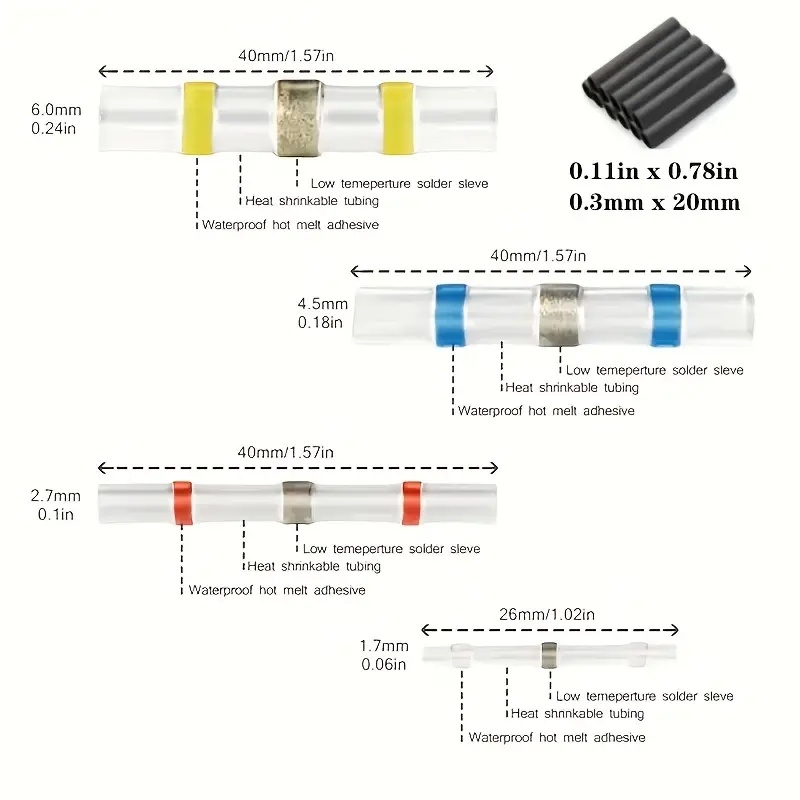 300pcs/box, Ultimate Solder Connector Kit - Heat Shrink Solder Butt ...