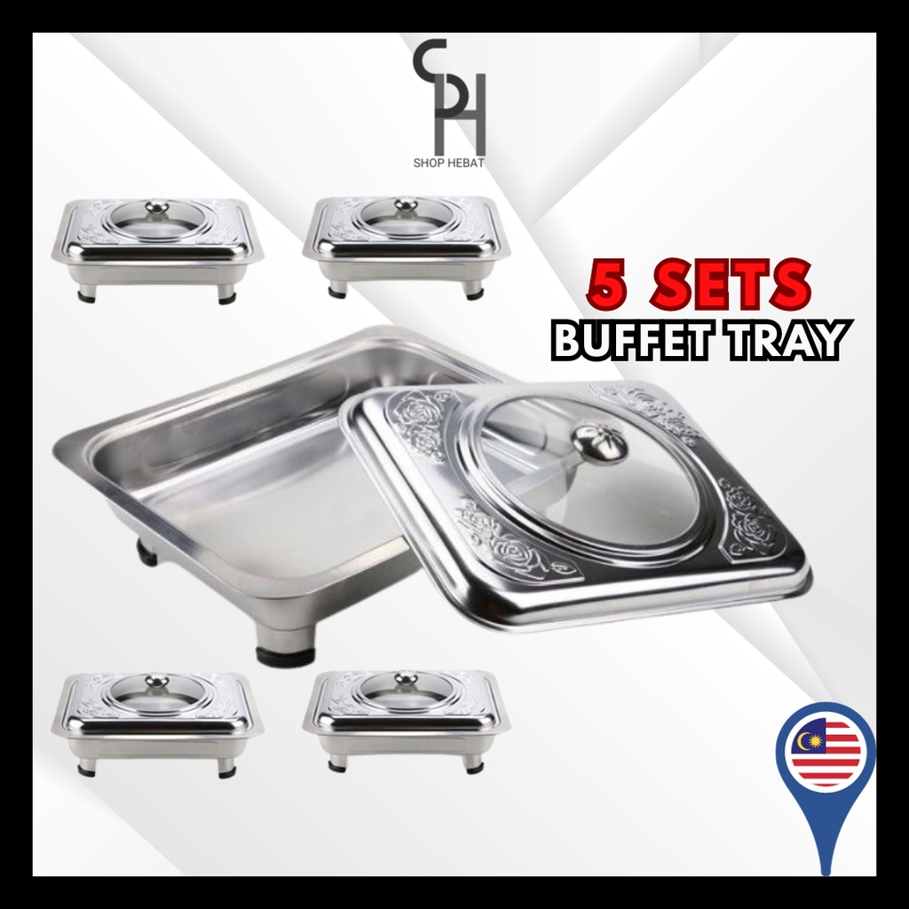 HEBAT👍5 Set Buffet Tray Buffet Kenduri Buffet Pan Food Tray Bekas Lauk ...