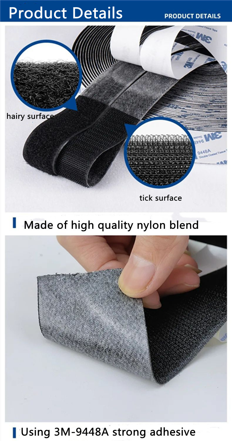 3M 9448A Black Mushroom Double-Sided Adhesive 3m 16-38mm Strong Non-Trace High Temperature ...