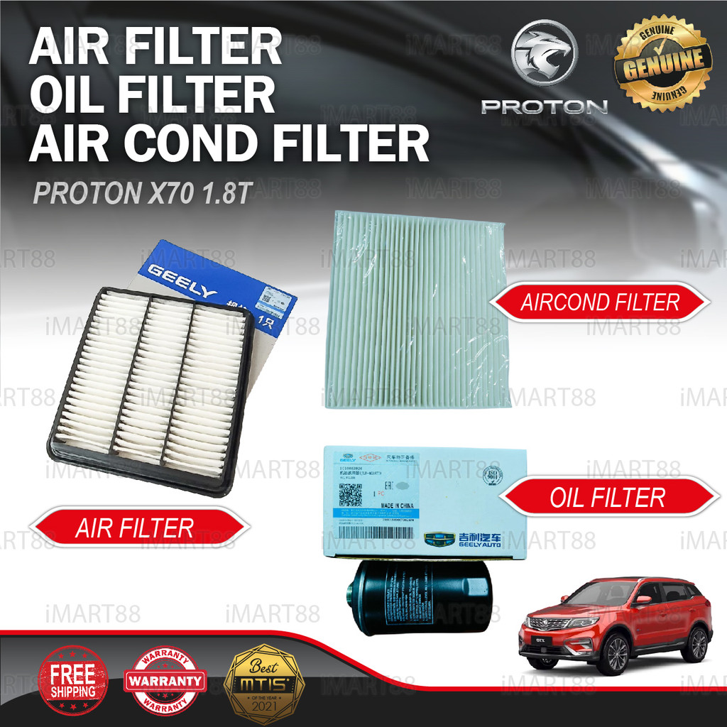 Engine Air Filter / Oil FIlter / Aircond Proton X70 1.8T Penapis Udara ...