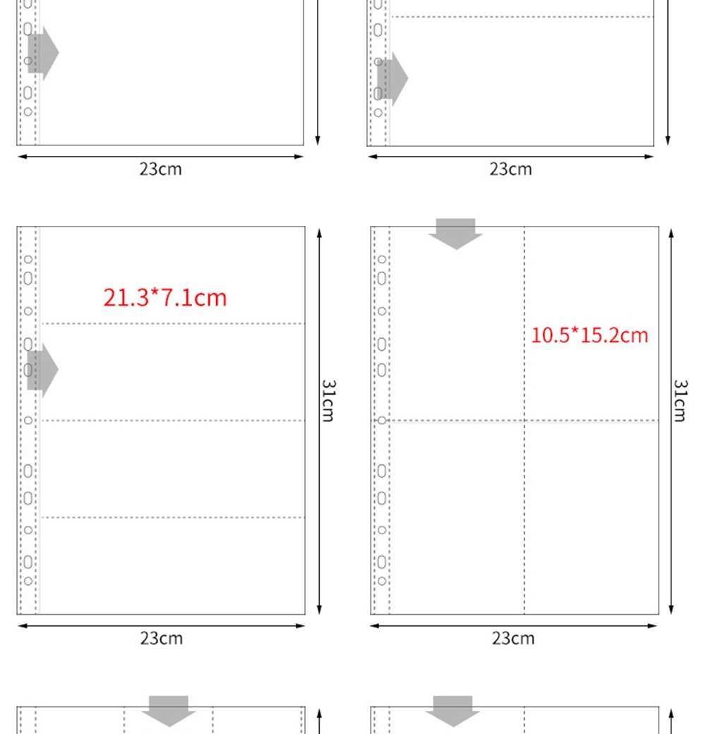 10pcs A4 11 Holes Photocard Binder Photo Album Refills 1/2/3/4/6/8/9/10 ...
