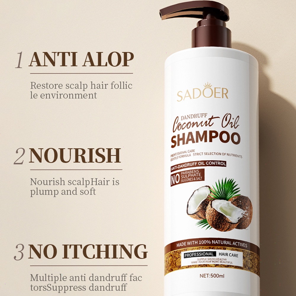 ROREC SADOER Dandruff Coconut Oil Shampoo Nourishing Smooth Fluffy Anti-Dandruff Oil Control ...
