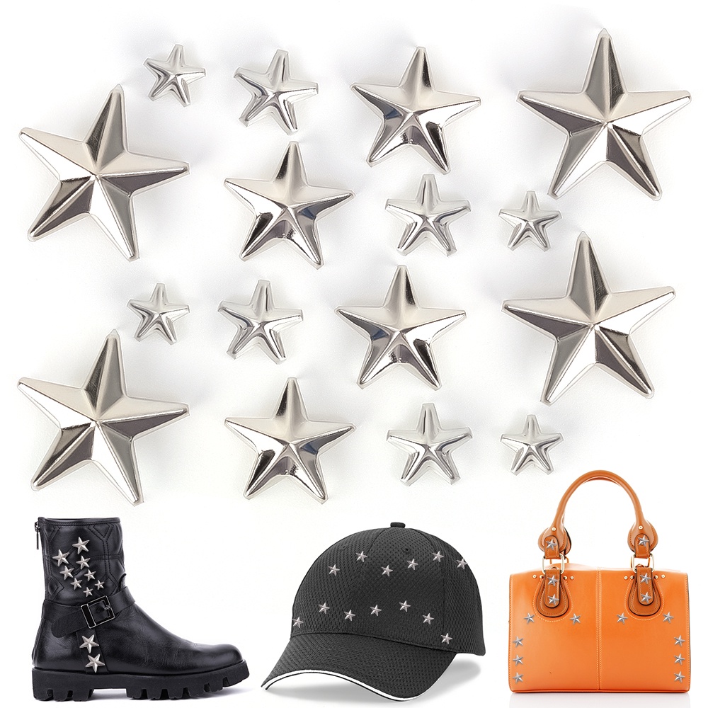10pcs 7/10/15/20mm Metal Star Rivets / DIY Leather Craft Studs Spikes ...