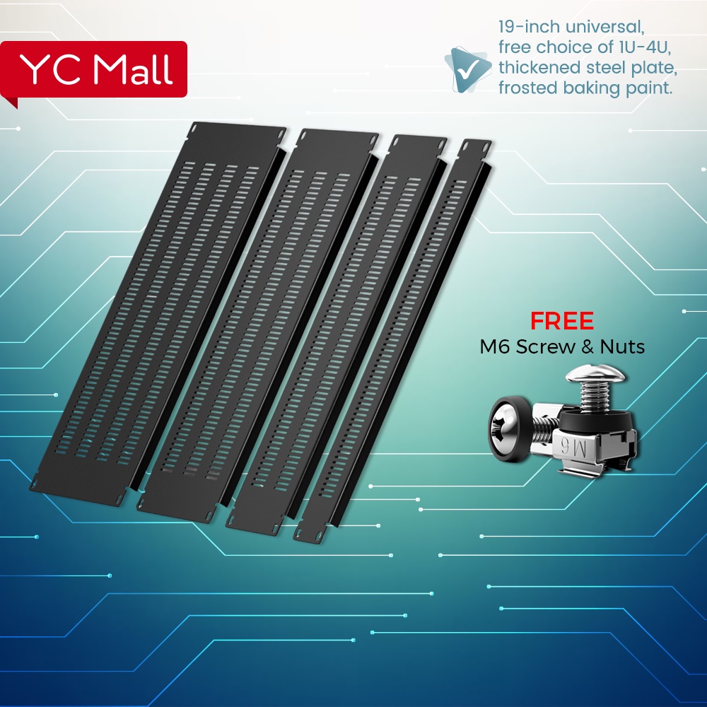 1U 2U 3U 4U Vented Blank Panel For Server Rack With M6 Screw & Nuts | Shopee Malaysia